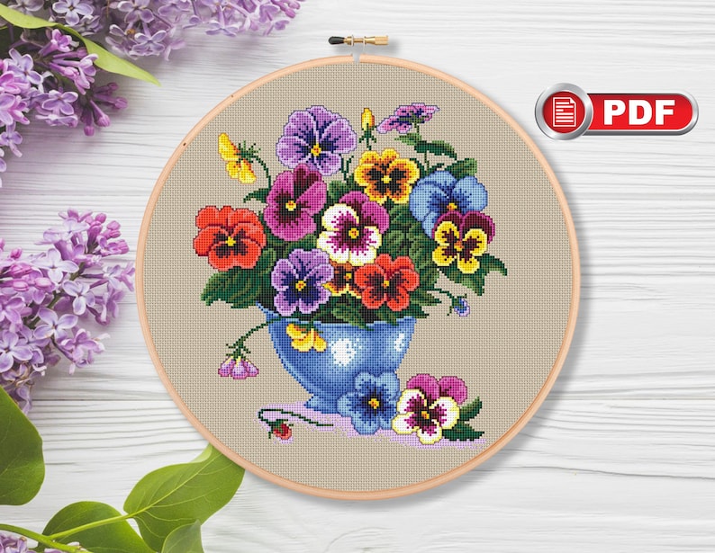 Vintage Pansy Cross Stitch Pattern Flowers Cross Stitch - Etsy