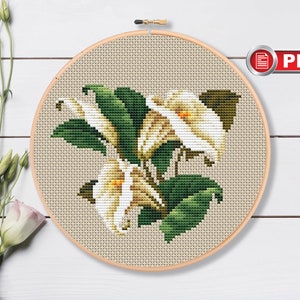 Vintage Calla Lily Cross Stitch Pattern, Bouquet Cross Stitch Pattern ...