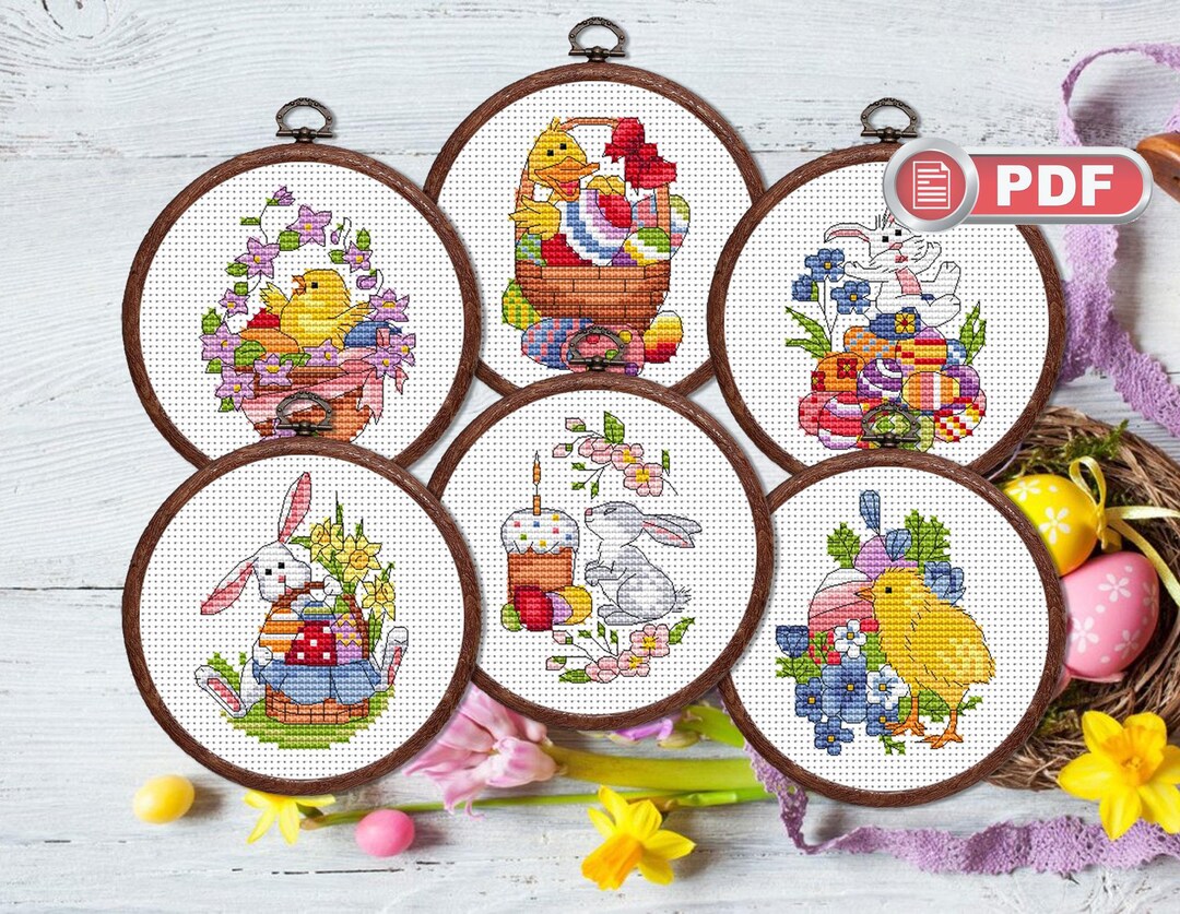 Set of Easter Miniatures Cross Stitch Patterns, Easter Chick Cross ...
