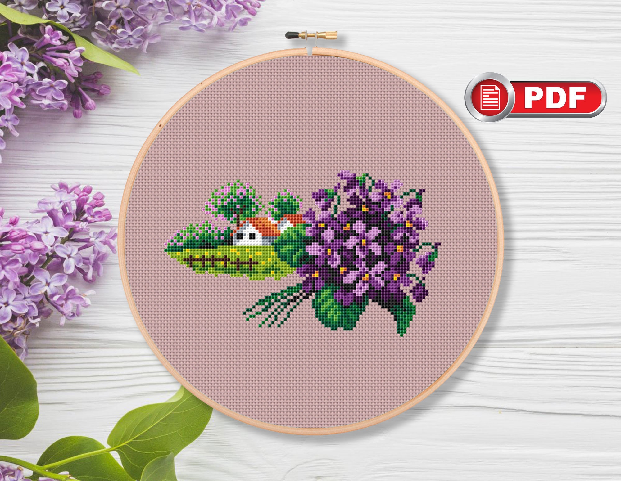 Flowers March Cross Stitch Patterns, Violets Cross Stitch Pattern ...