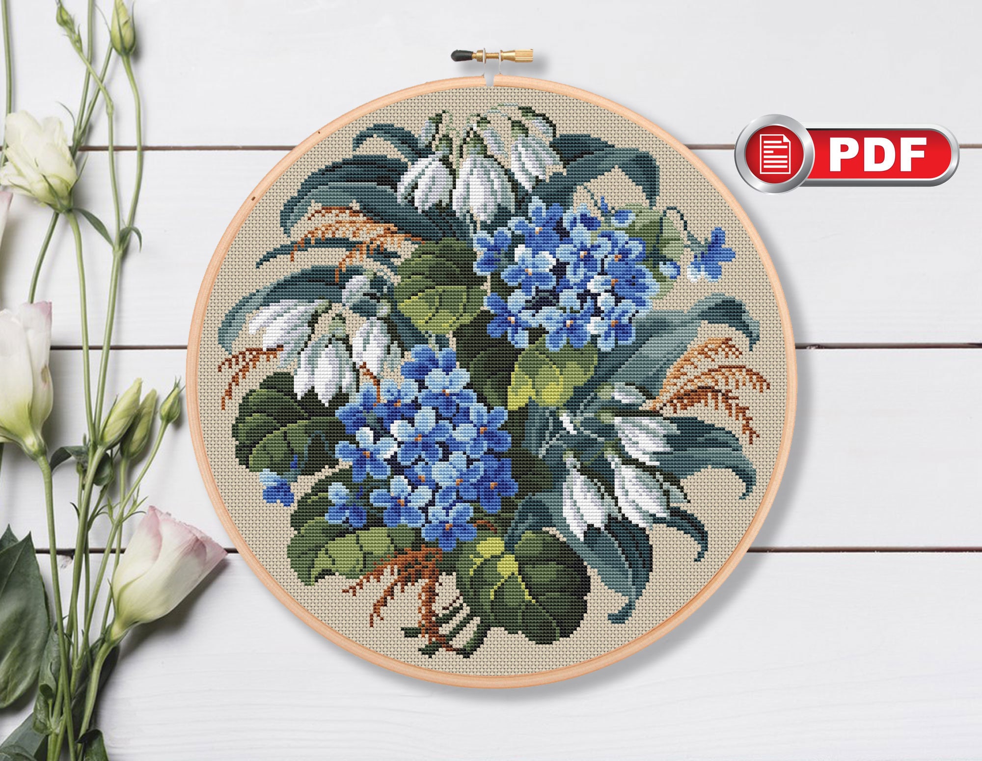 Hydrangea Cross Stitch Patterns, Snowdrops Cross Stitch Patterns ...
