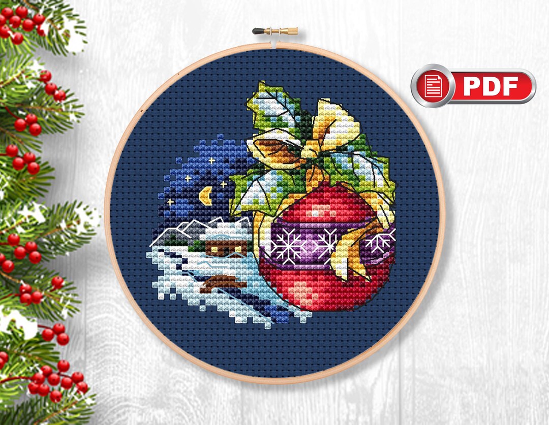 Christmas Ornament Cross Stitch Pattern, Merry Christmas Cross Stitch ...