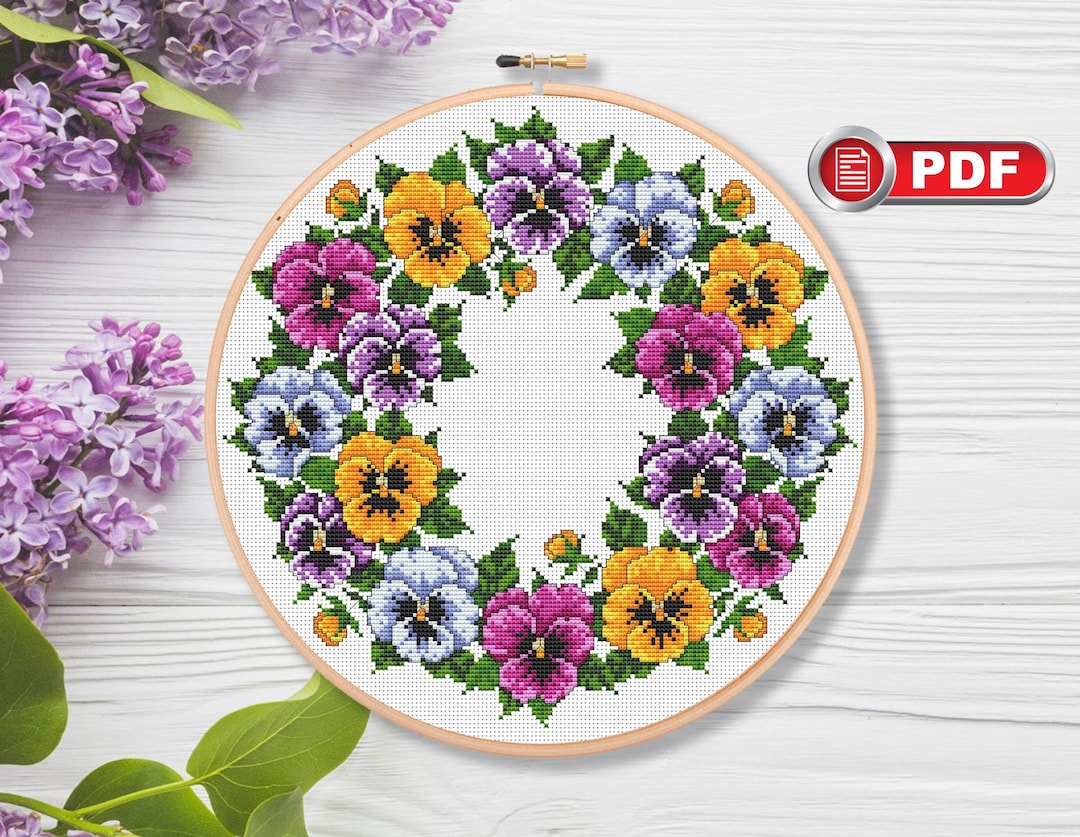 Pansy Cross Stitch Pattern, Flowers Cross Stitch Pattern, Wild Cross ...