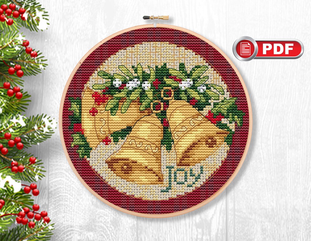 Joy Christmas Ornaments Cross Stitch Patterns, Merry Christmas Cross ...