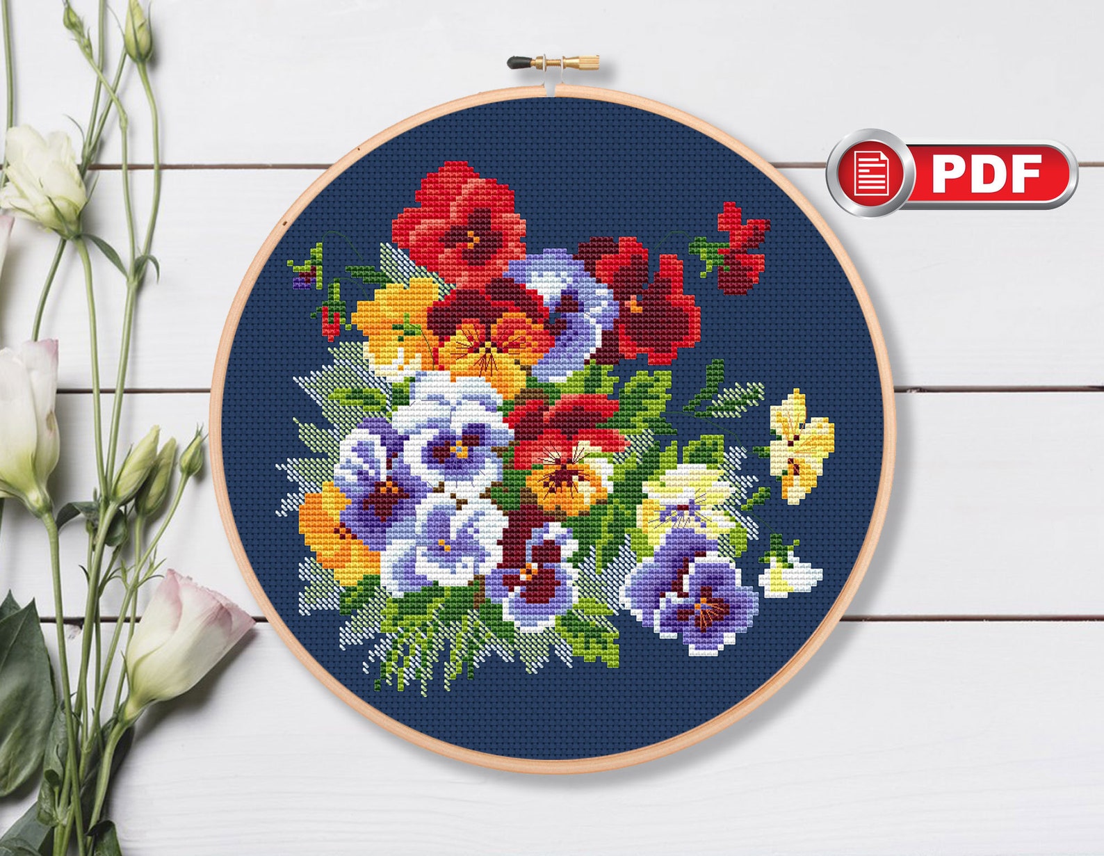 Pansy Cross Stitch Pattern, Flowers Cross Stitch Pattern, Wild Cross ...