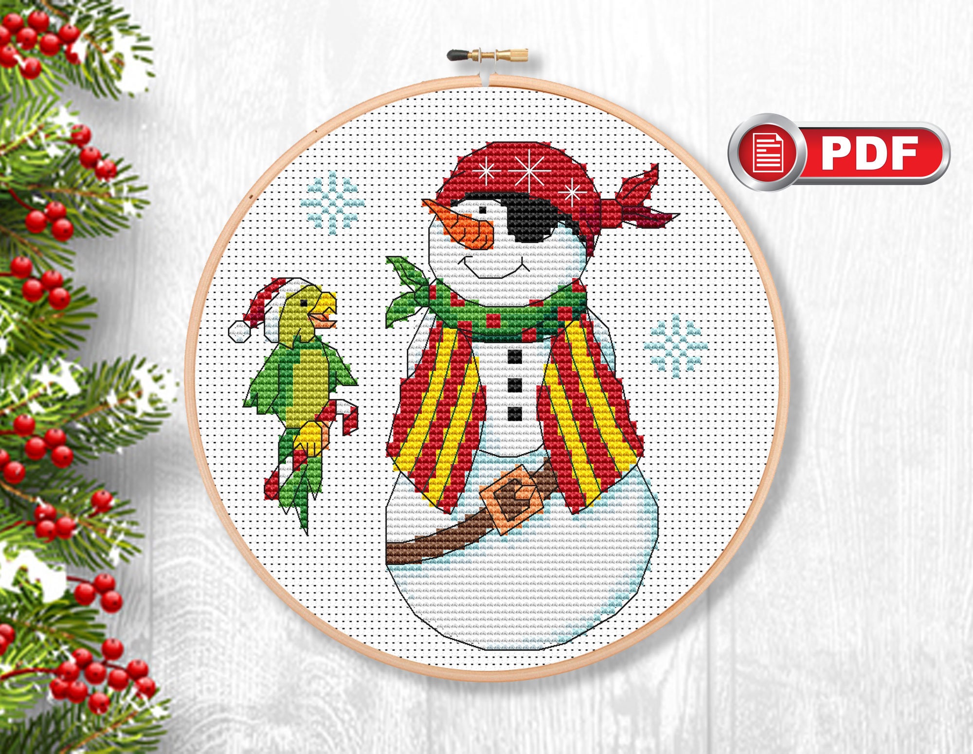 Snowman Pirate Cross Stitch Patterns, Merry Christmas Cross Stitch ...