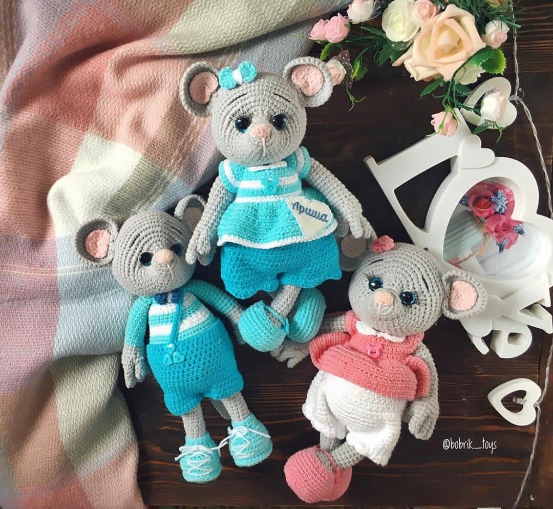 Crochet Mouse Pattern: Amigurumi Mice, Artem and Nyusya (PDF Pattern ...
