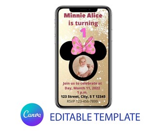 Minnie Birthday Invitation Canva - Etsy