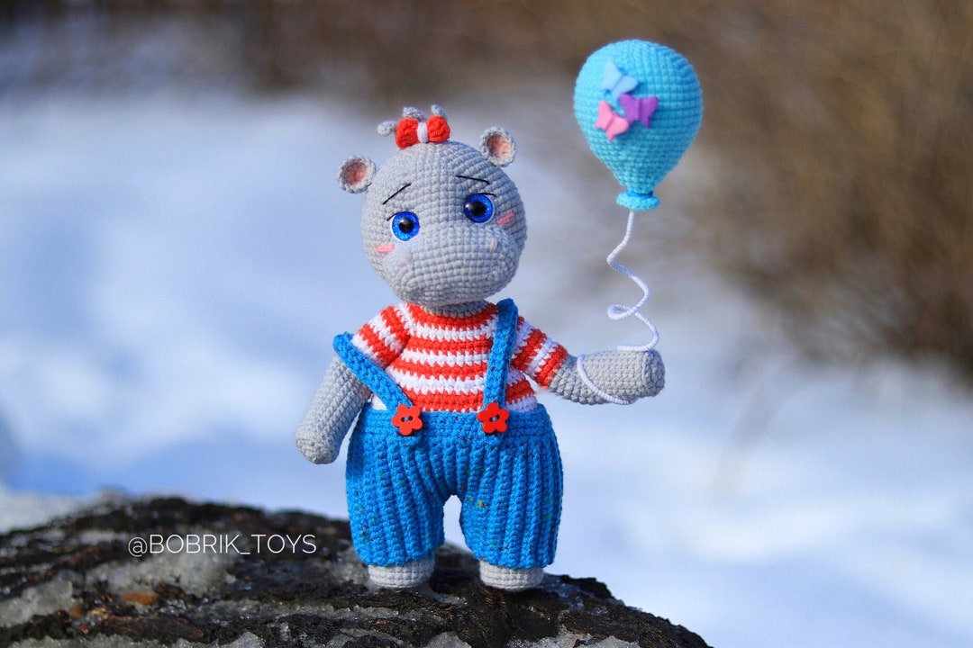Crochet Hippo Pattern: Gloria Amigurumi Toy With Balloon (english PDF ...