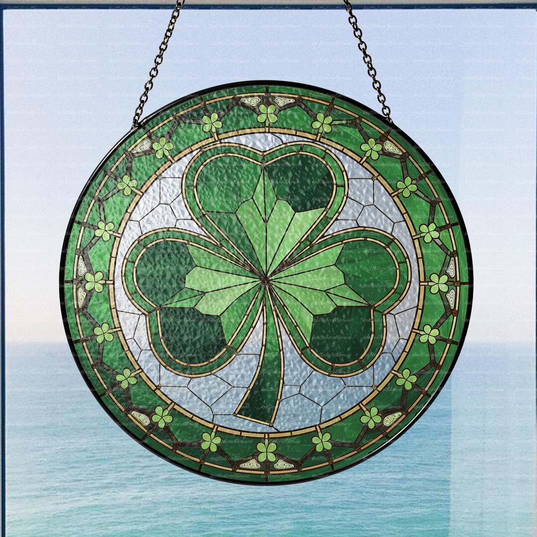 Shamrock Glass Suncatcher, Shamrock Suncatcher, Shamrock Glass Hangings ...