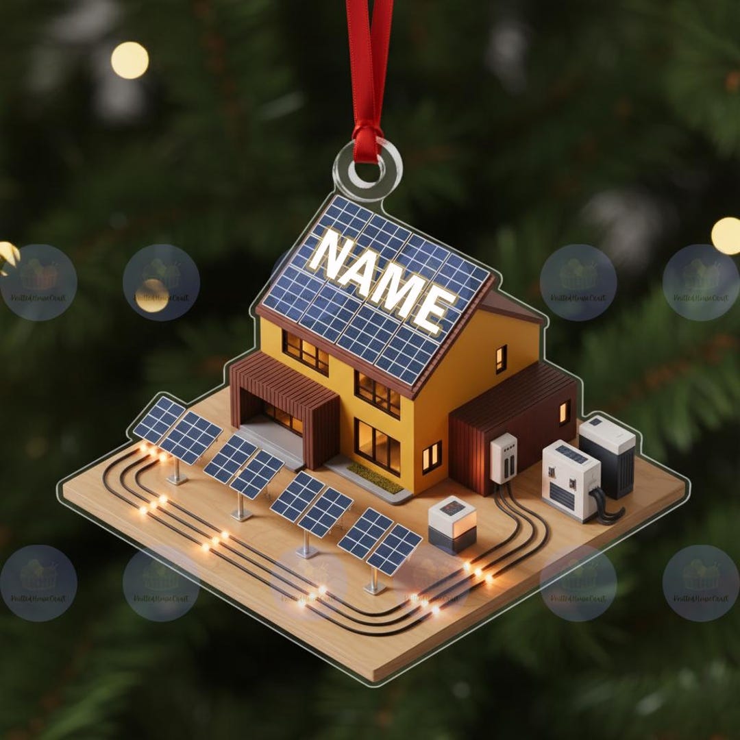 Personalized Solar Energy House 2D Flat Ornament, Custom Engineer Gift ...