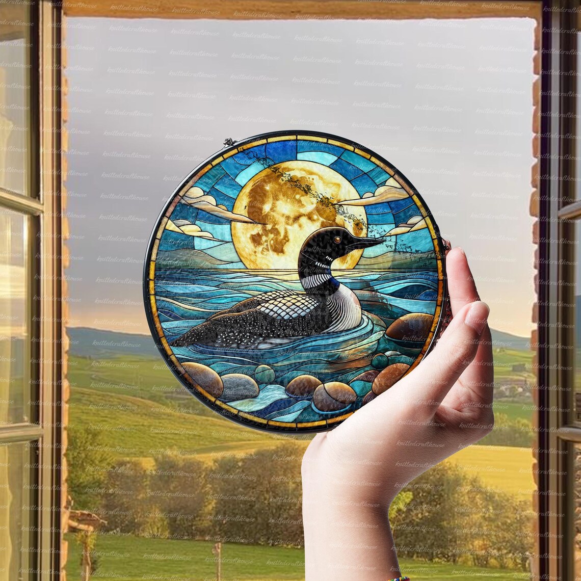 Loon Bird Sun Catcher, Loon Bird Glass Window Decor, Loon Bird Ornament ...