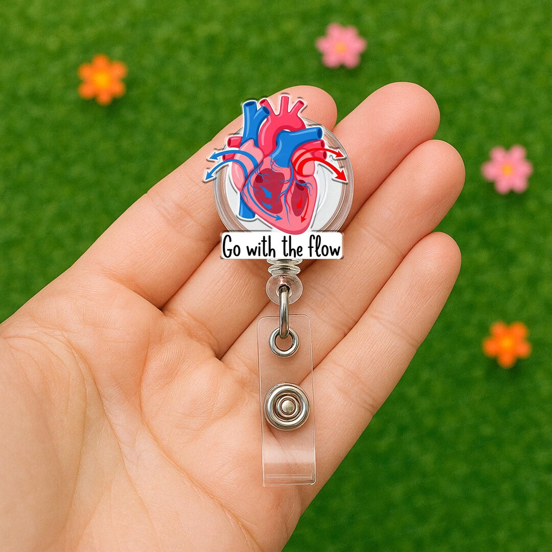 Anatomical Heart Badge Reel – “go With the Flow” ID Holder, Medical ...