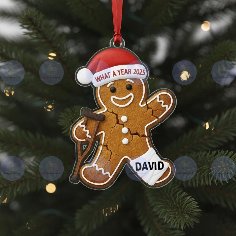 Injury Gingerbread Ornament 2025, Personalized 2D Flat Broken Leg ...