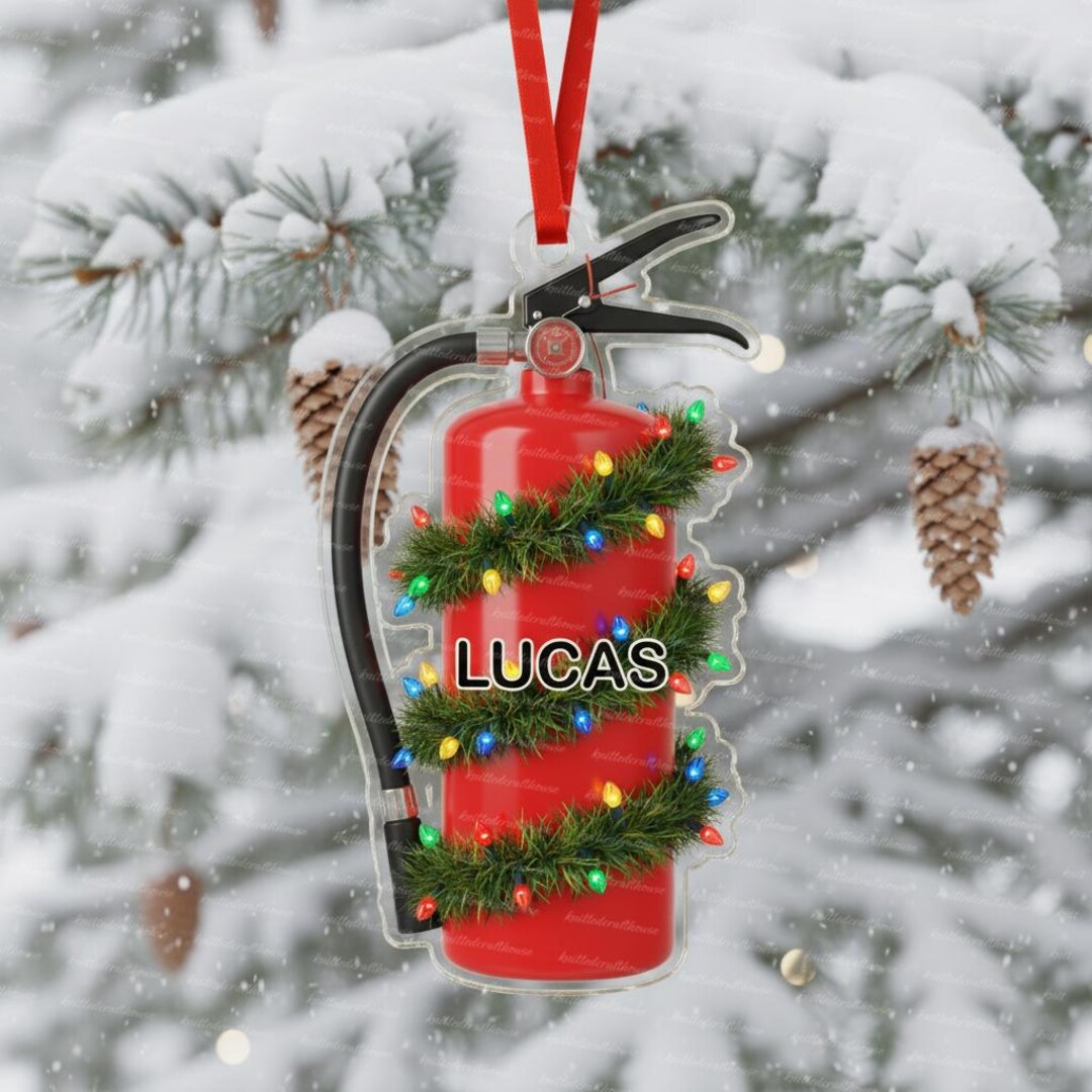 Personalized Fire Extinguishers 2D Flat Christmas Ornament, Firefighter ...