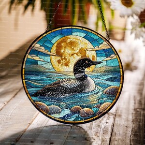 Loon Bird Sun Catcher, Loon Bird Glass Window Decor, Loon Bird Ornament ...