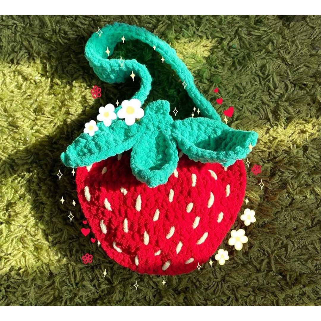 Handmade Strawberry Crochet Bag, Amigurumi Bags, Strawberry Purse ...