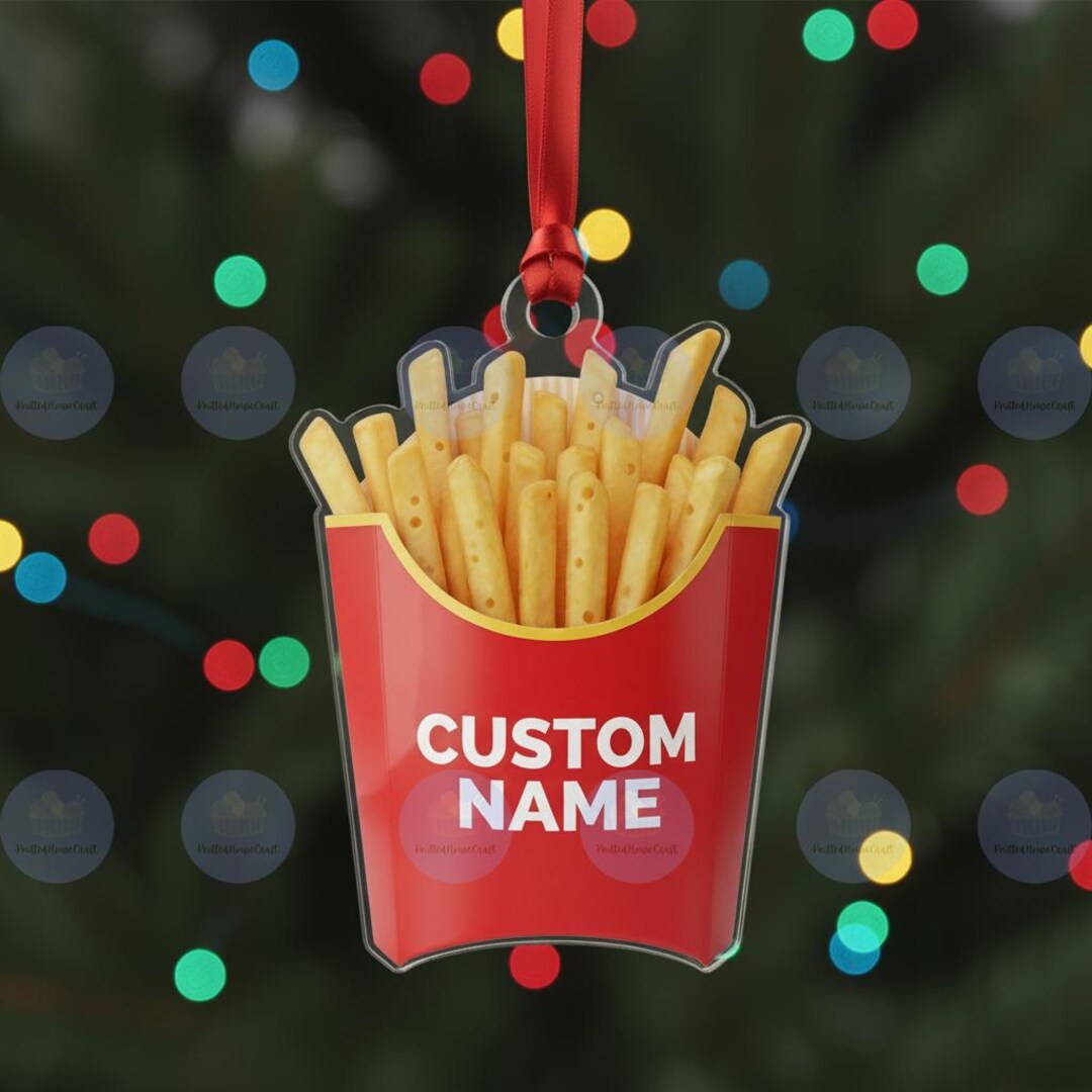 Personalized French Fries Ornament, 2D Flat Custom Fast Food Christmas ...
