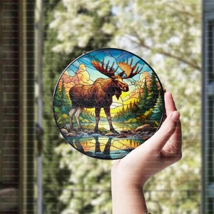 Moose Suncatcher, Moose Glass Art, Nature Window Hanging Decor ...