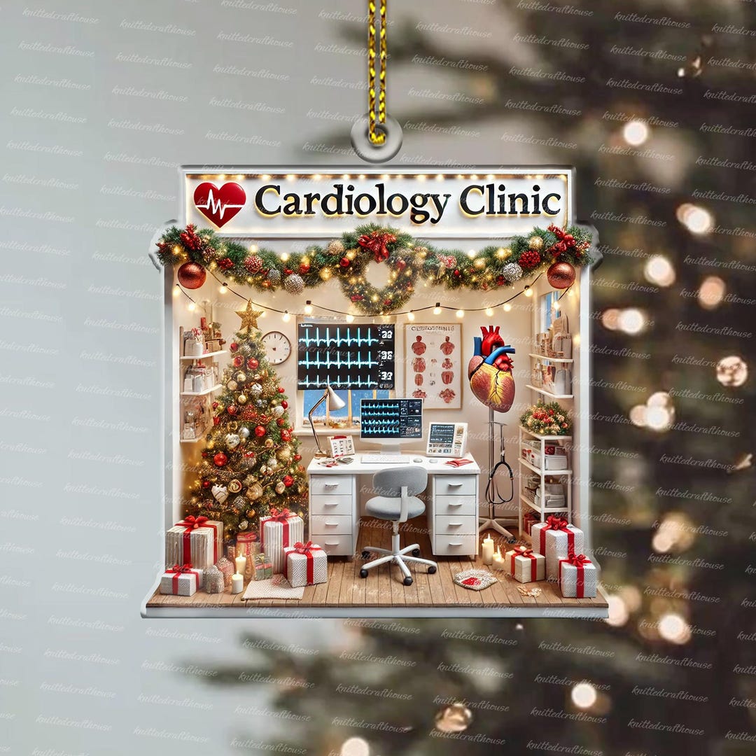 Personalized Cardiology Clinic Ornament, 2D FLAT Clinic Christmas ...