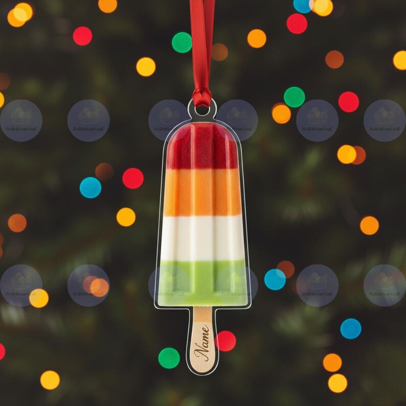 Personalized Popsicle Ornament, 2D Flat Custom Ice Cream Christmas ...