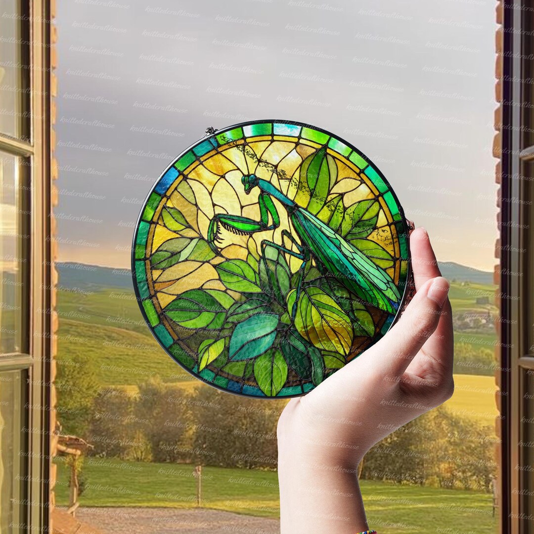 Praying Mantis Sun Catcher, Mantis Glass Suncatcher Ornament, Mantis ...