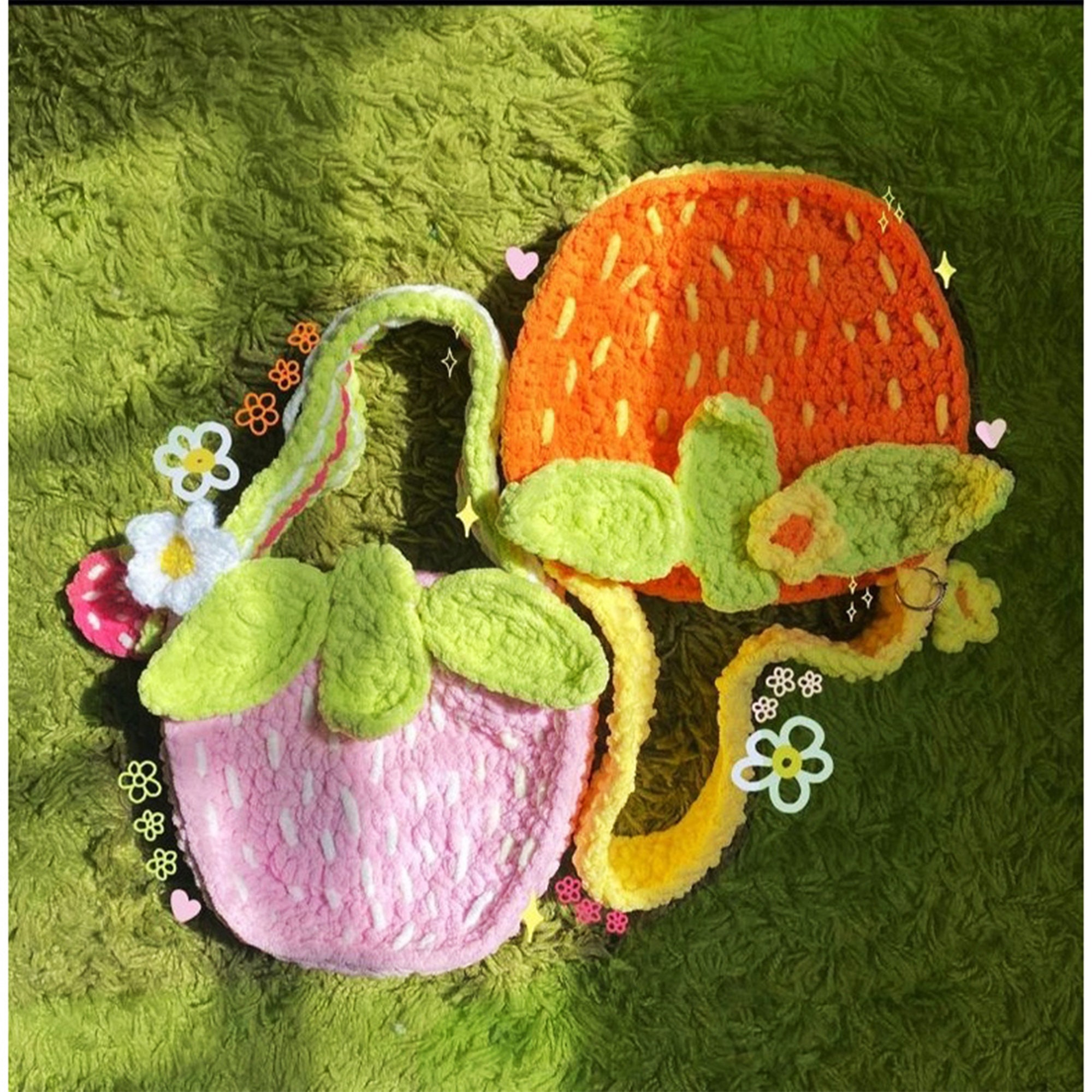 Handmade Strawberry Crochet Bag, Amigurumi Bags, Strawberry Purse ...
