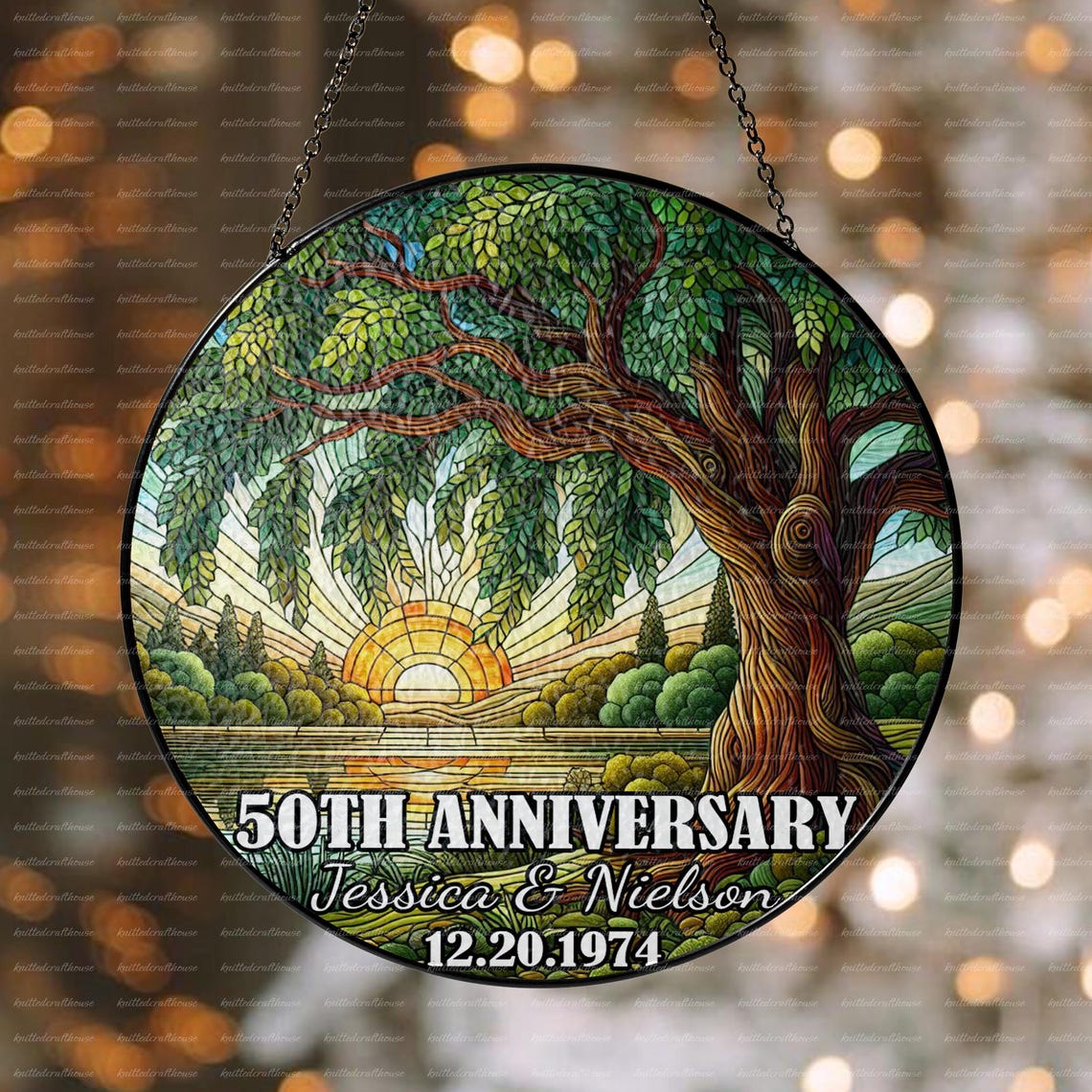 Personalized 50th Wedding Anniversary Window Glass Suncatcher, Wedding ...