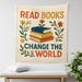 Read Books Change the World Banner, Inspirational Book Lover Wall Art ...