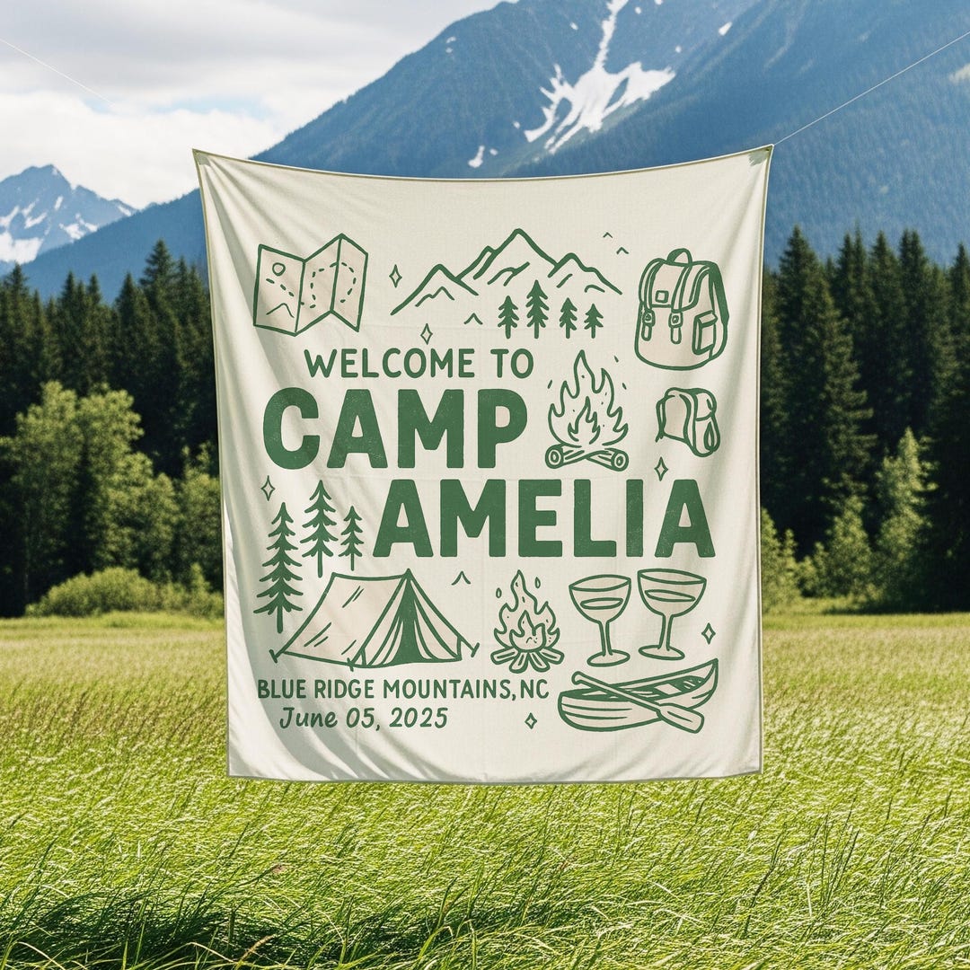 Custom Camp Bachelorette Tapestry, Welcome to Camp Banner, Glamping ...