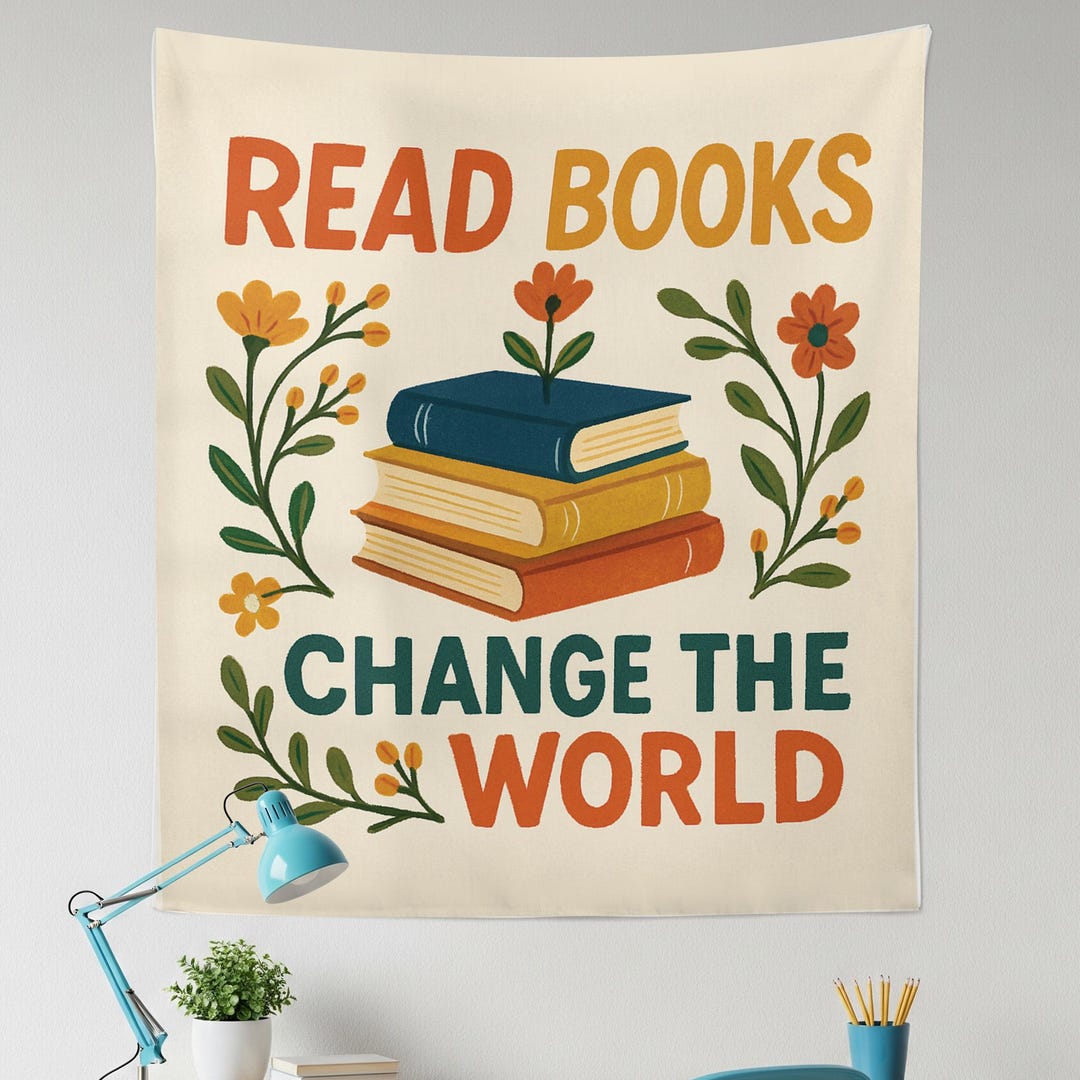 Read Books Change the World Banner, Inspirational Book Lover Wall Art ...
