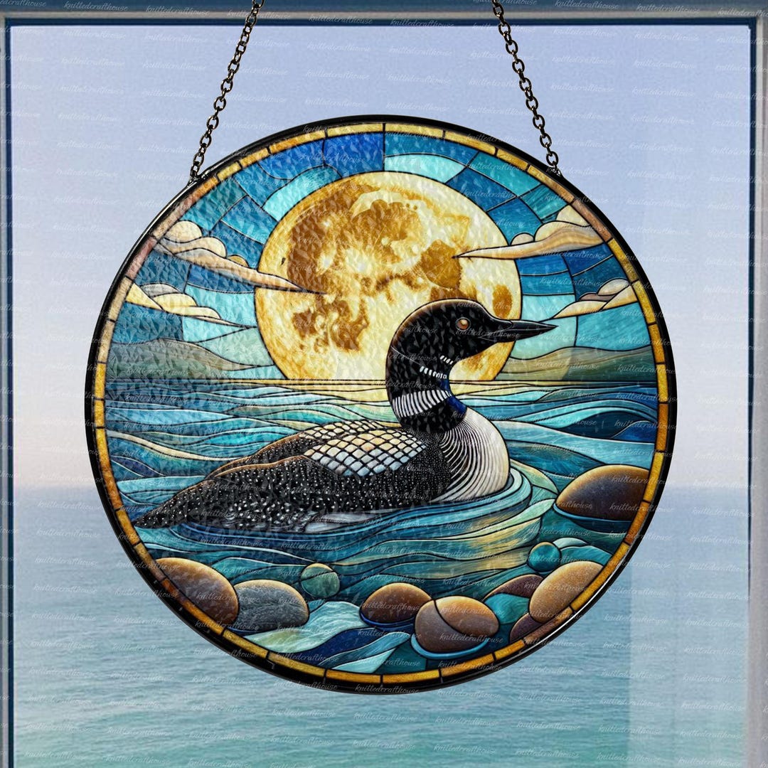 Loon Bird Sun Catcher, Loon Bird Glass Window Decor, Loon Bird Ornament ...