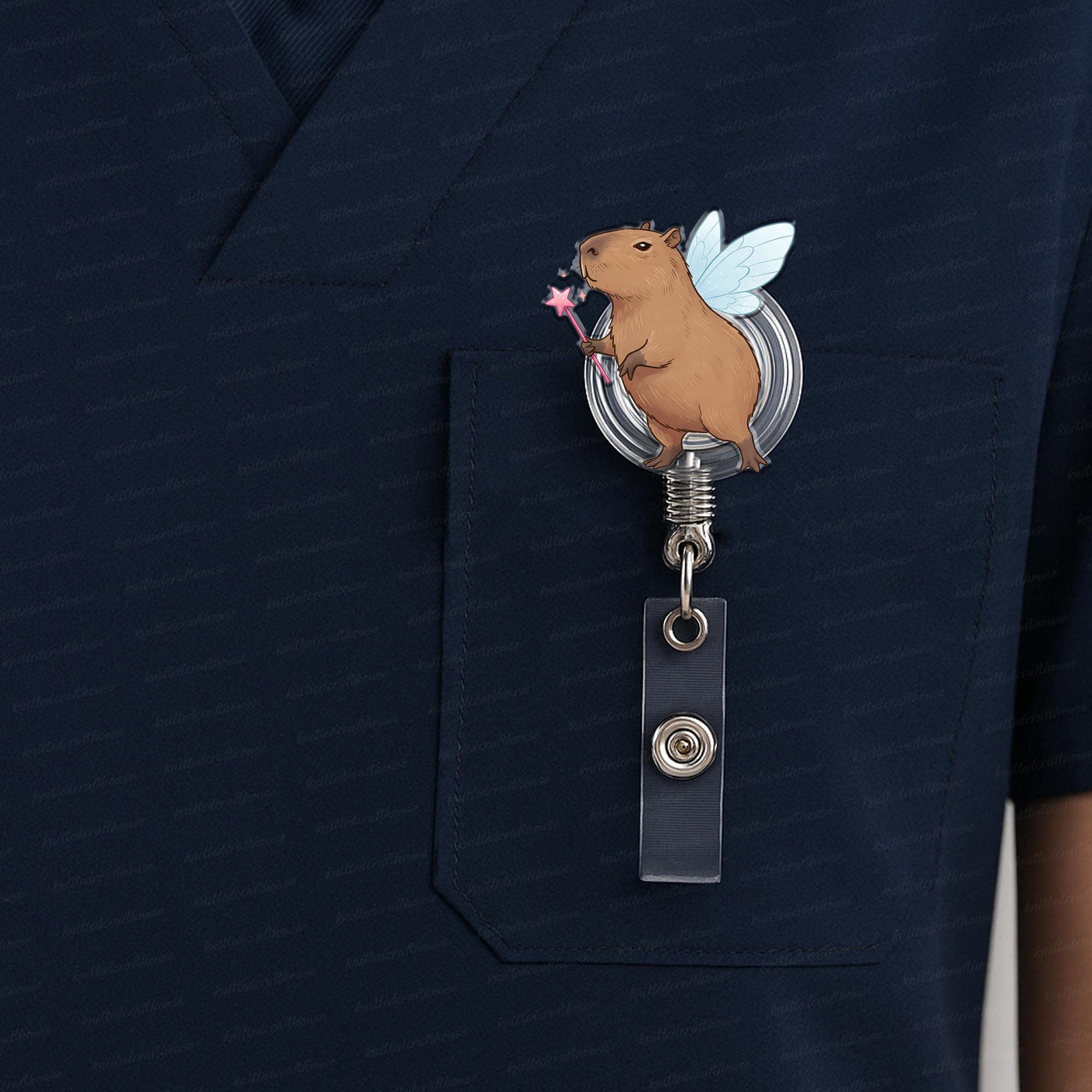 Fairy Capybara Badge Reel, Cute Kawaii Nurse ID Holder, Magical Animal ...