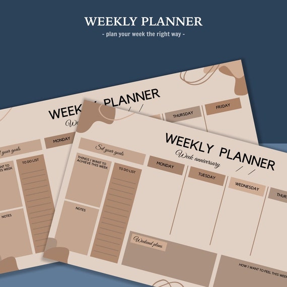 Weekly Planner Desktop Wallpaper Modern Cream Design - Etsy