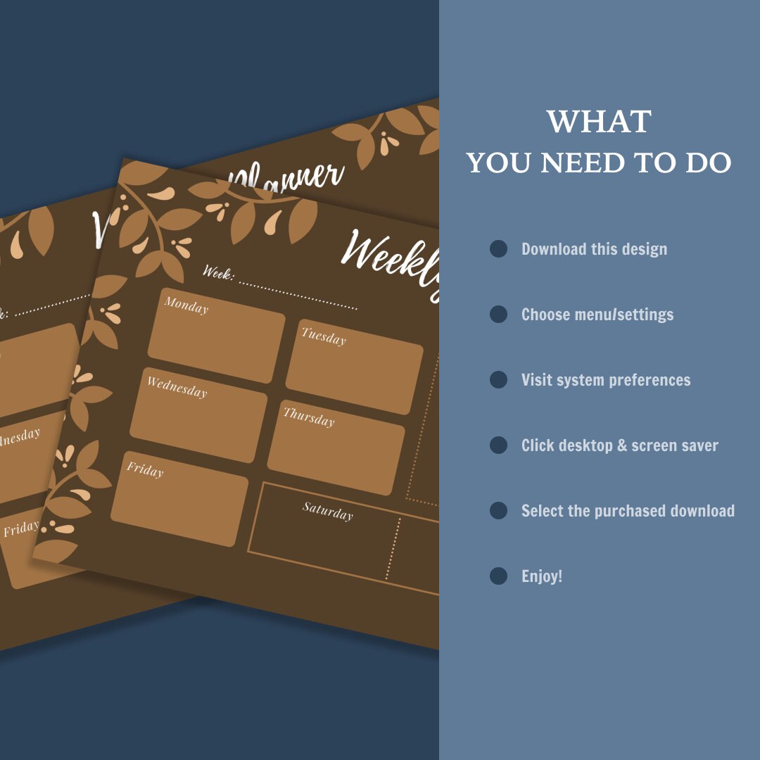 Weekly Planner Desktop Wallpaper | Clean Fall Design - Etsy