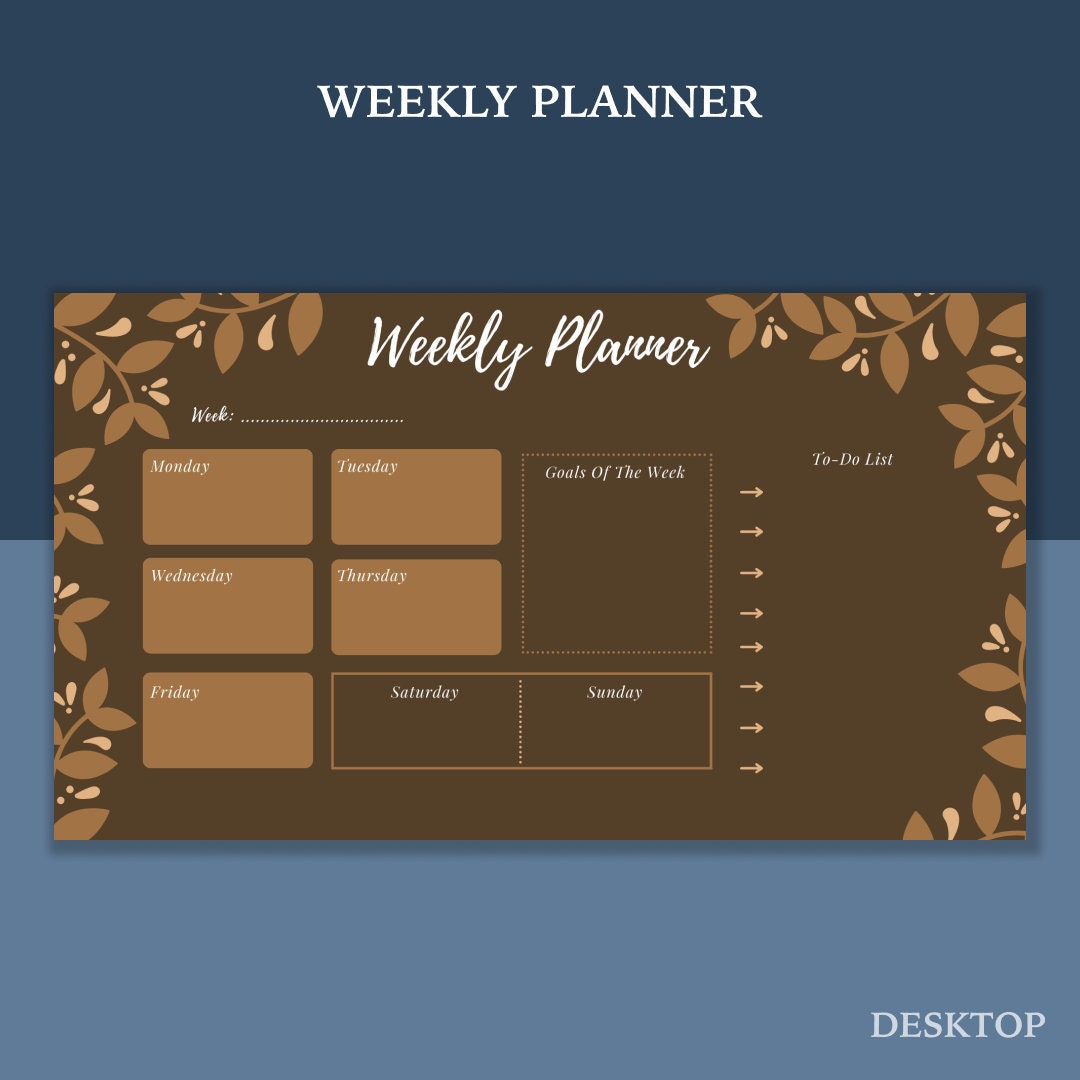 Weekly Planner Desktop Wallpaper Clean Fall Design - Etsy