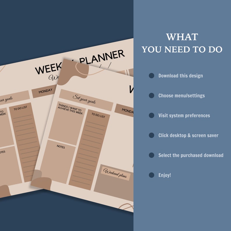 Weekly Planner Desktop Wallpaper | Modern Cream Design - Etsy