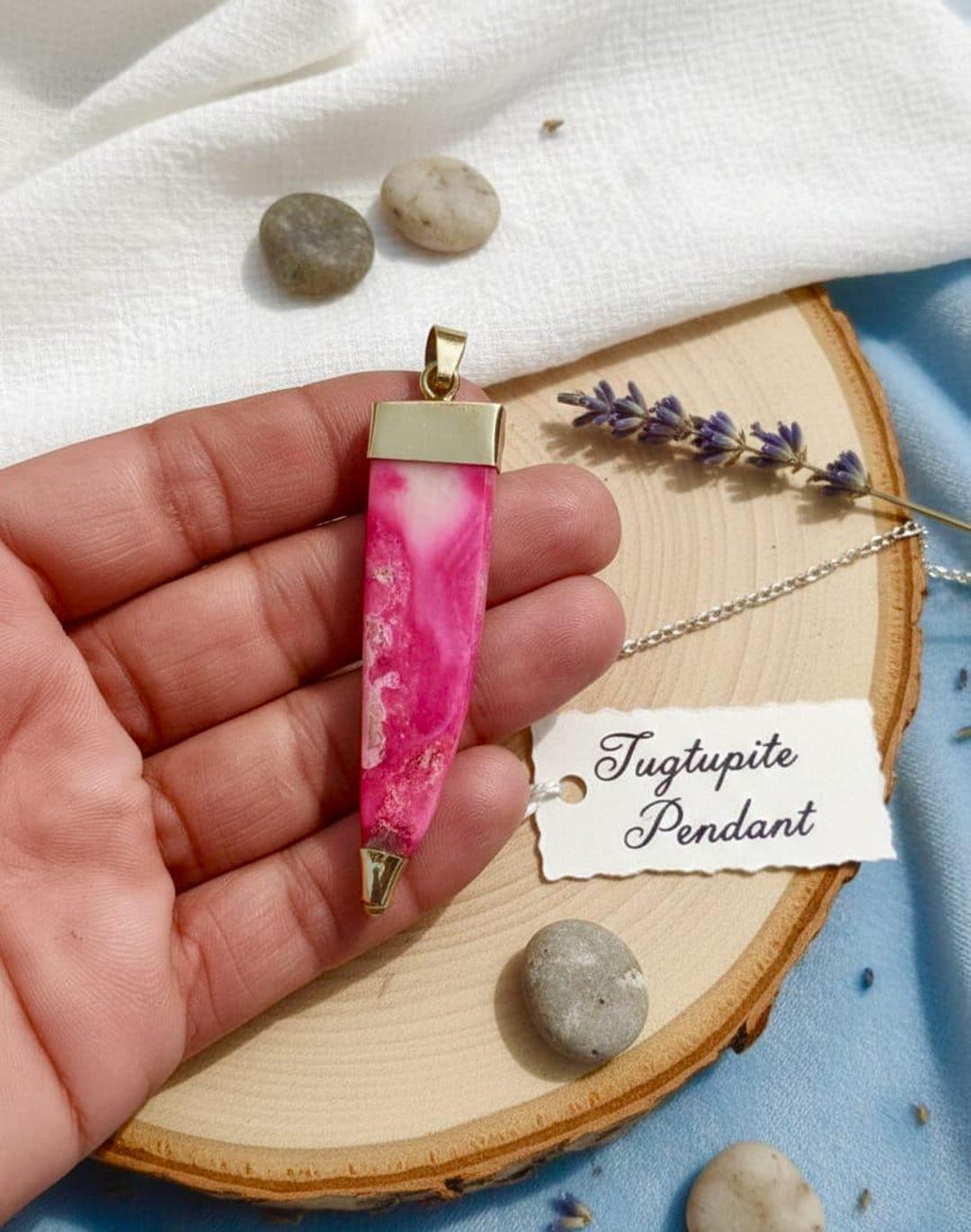 Greenland Stone Tugtupite Pendant Sword Shape Gold Plated - Etsy