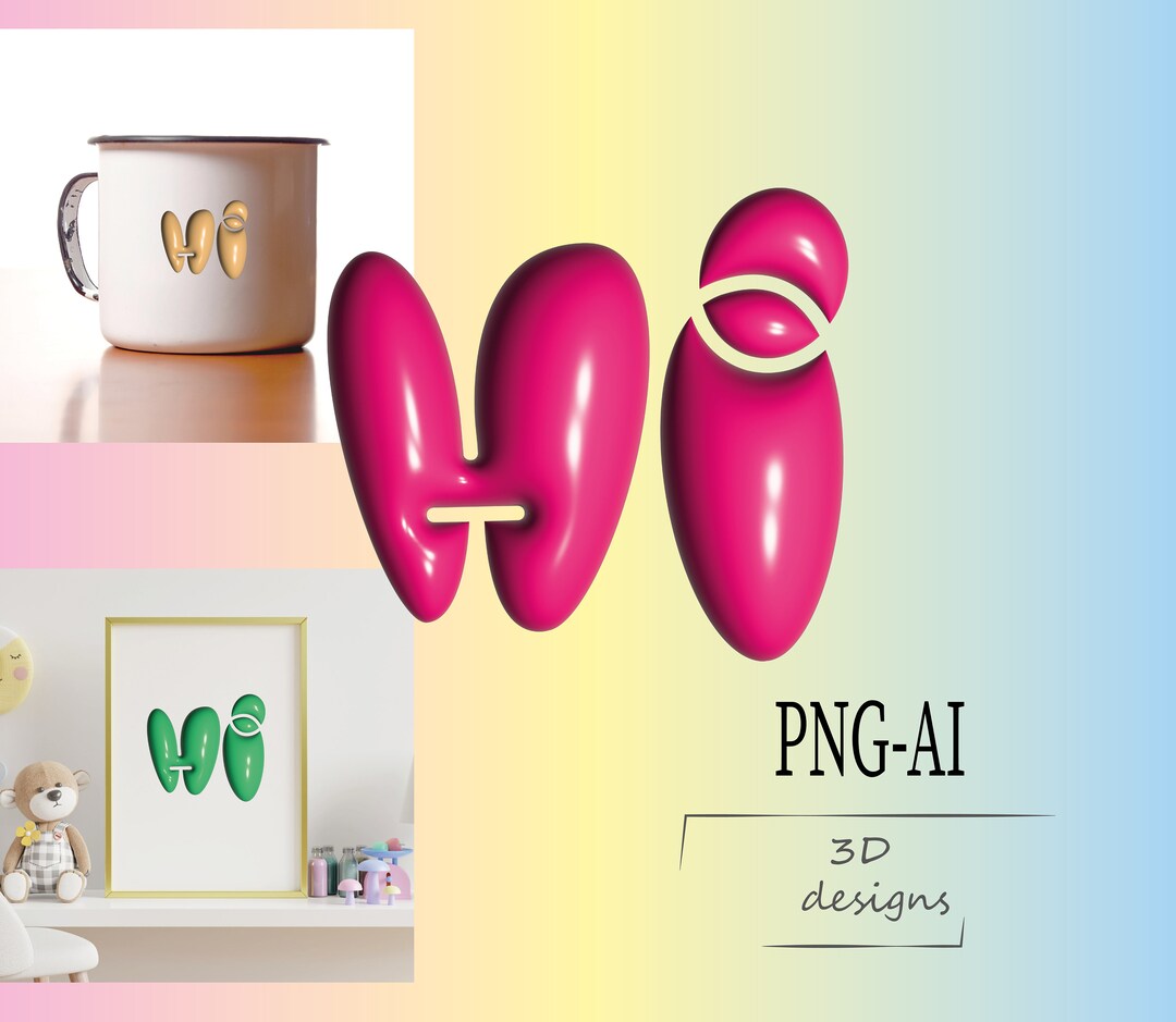 Hi SVG, Hi Script SVG, 3D Hi Svg, Hi Svg for Cricut, Hi PNG, Hi Cut ...