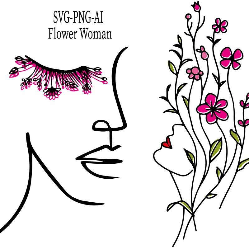 Line Art Woman Svg - Etsy