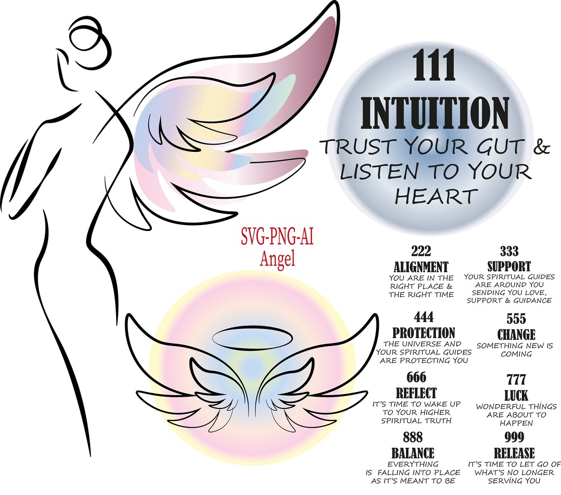 Angel Wings Svg, Angel Numbers Svg, Lucky Number Png, Angel Svg for ...