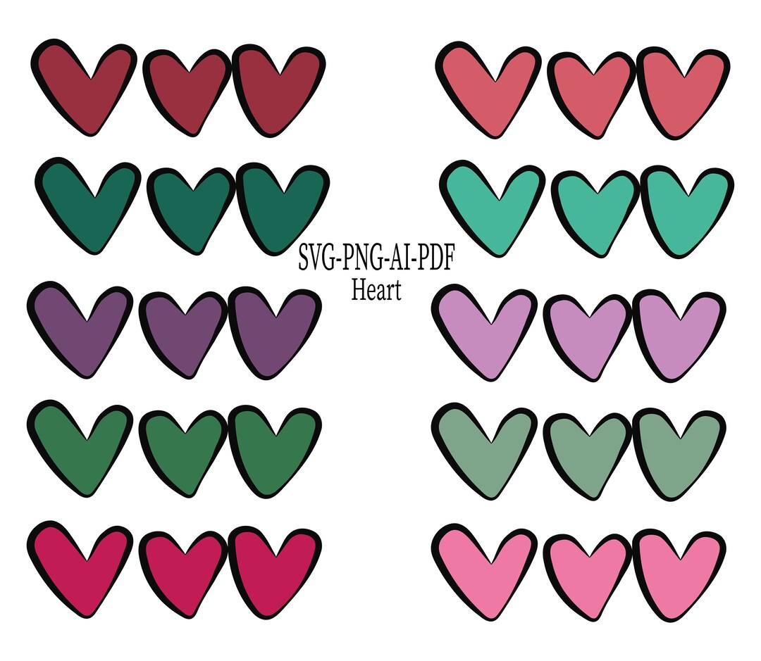 Heart Svg Bundle, Heart Png, Heart Clipart, Colorful Heart Svg, Hand ...