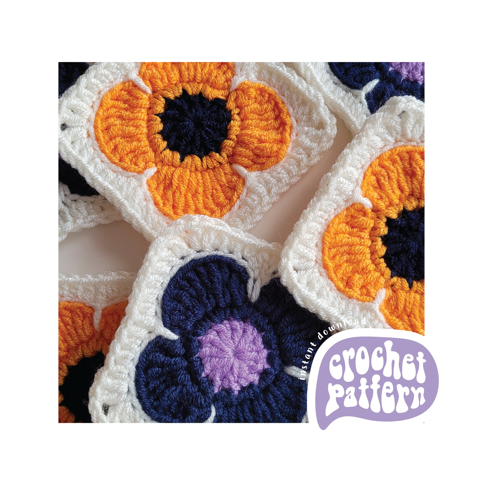 CROCHET PATTERN Floral Granny Square Beginner Level Spring Granny ...