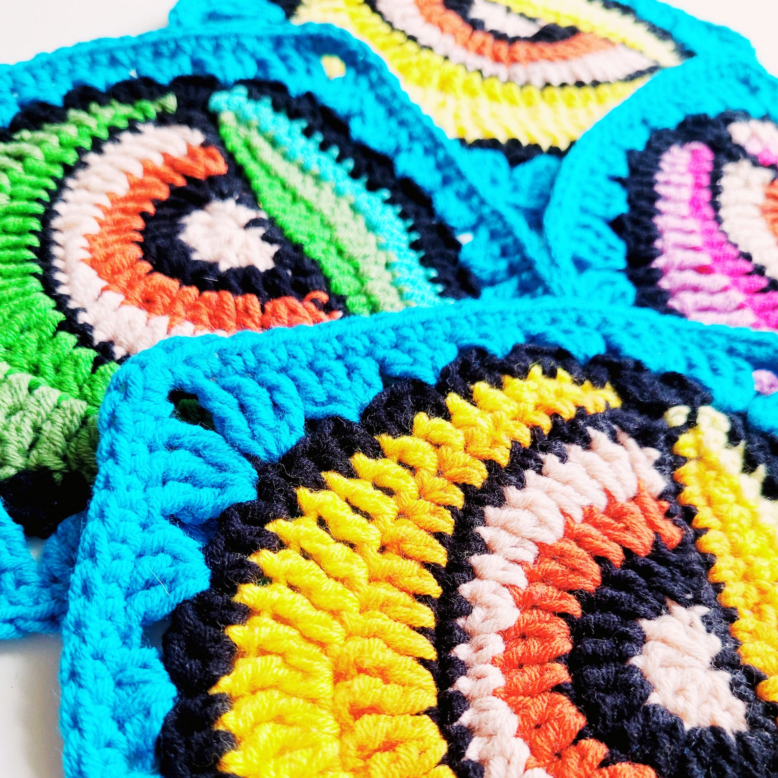 Trippy Eye Granny Square Crochet Pattern: Psychedelic Hippie Design ...