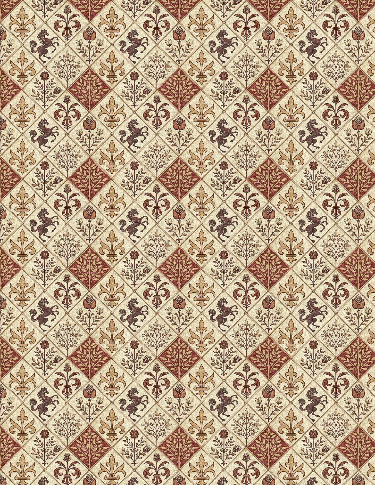 Miniature Tudor Dollhouse Wallpaper, Historic 16th Century Tapestry ...