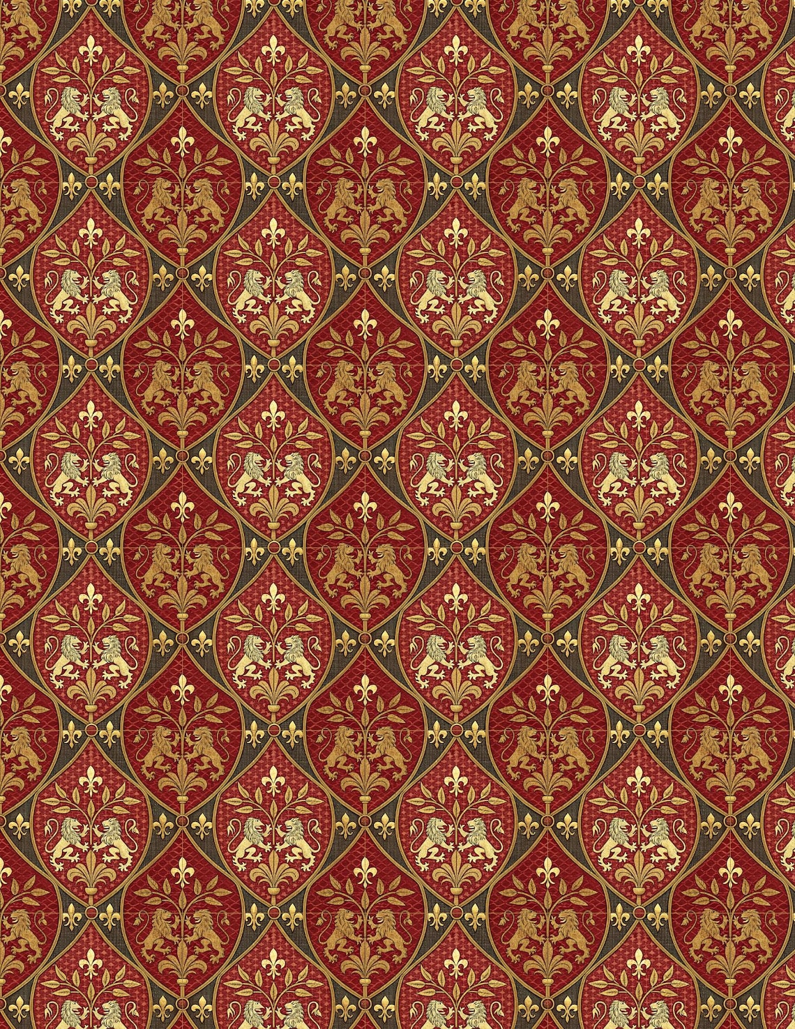 Miniature Tudor Dollhouse Wallpaper, Historic 16th Century Tapestry ...