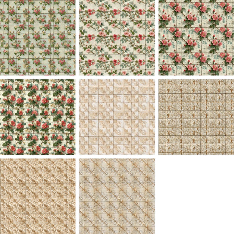 Edwardian Floral Dollhouse Tiles, Vintage Miniature Flooring (PDF ...