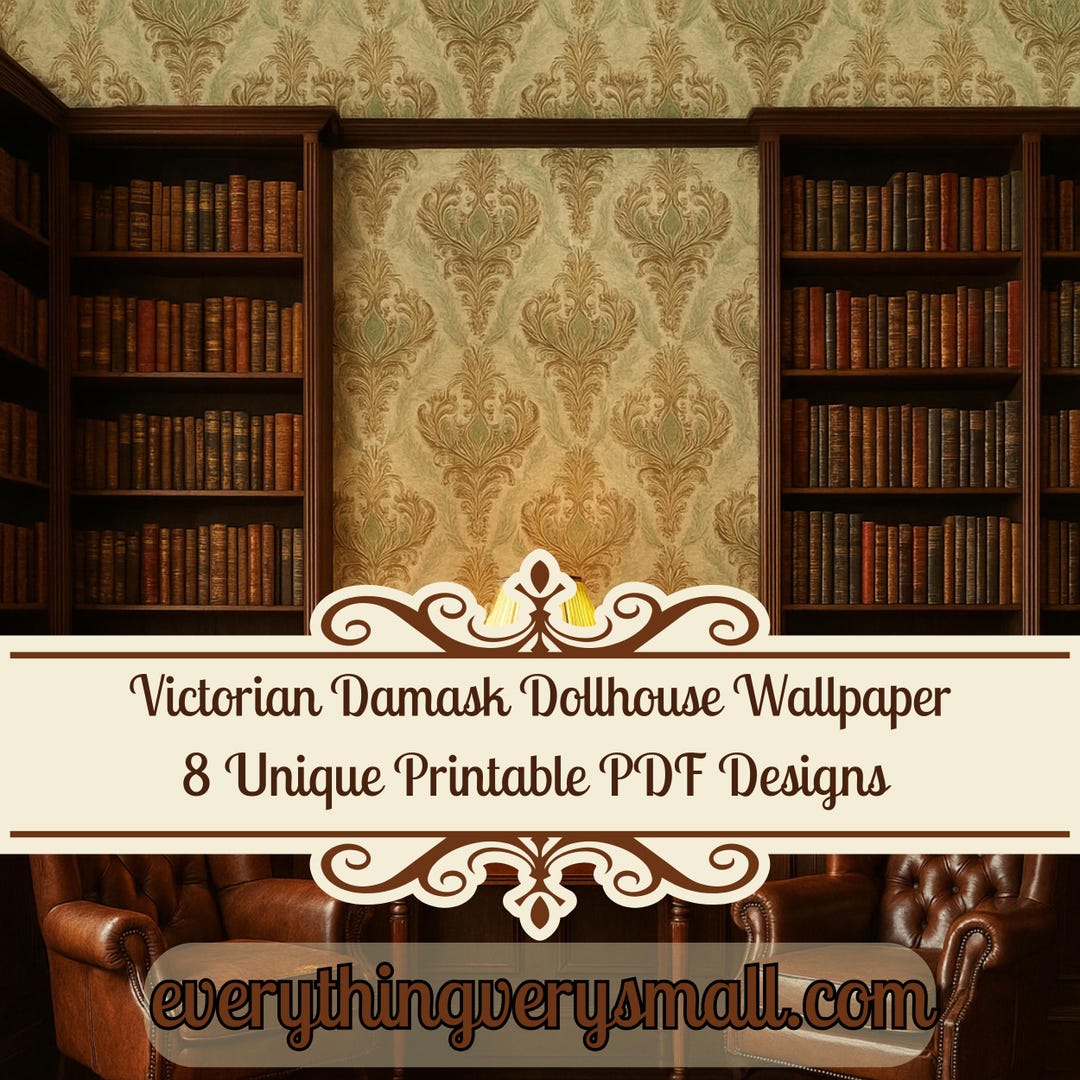 8 Miniature Dollhouse Damask Wallpapers, 1:12 Scale (printable PDF) - Etsy