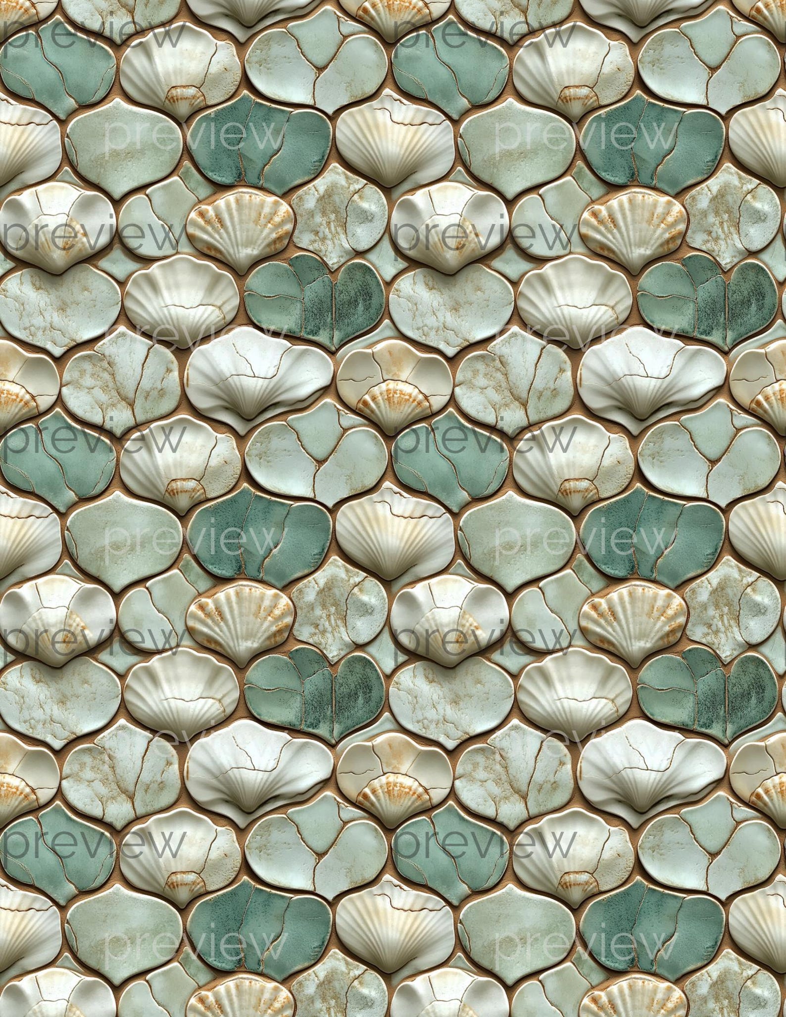 Coastal Seashell Tiles, Dollhouse Flooring, 1:12 Scale (digital ...