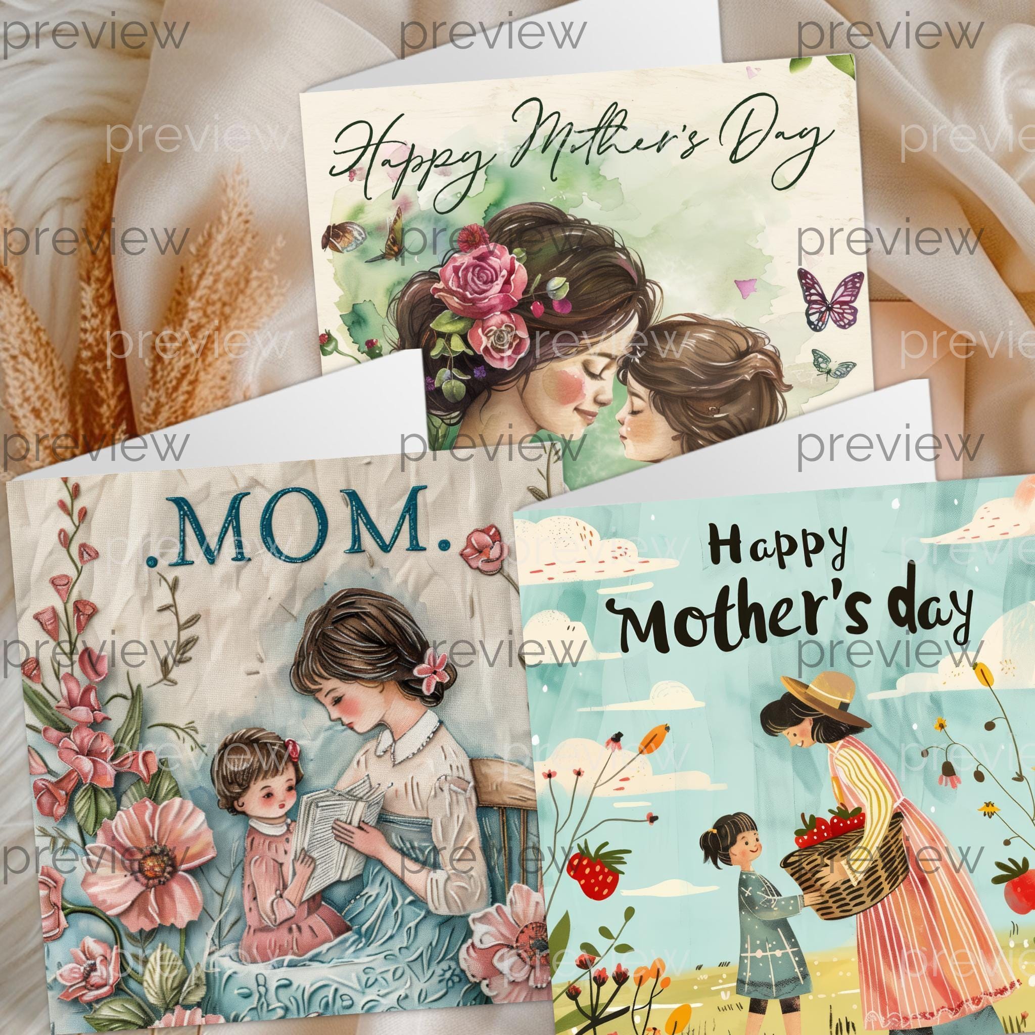 Miniature Mother's Day Dollhouse Cards, 1 Inch, Floral Printables ...
